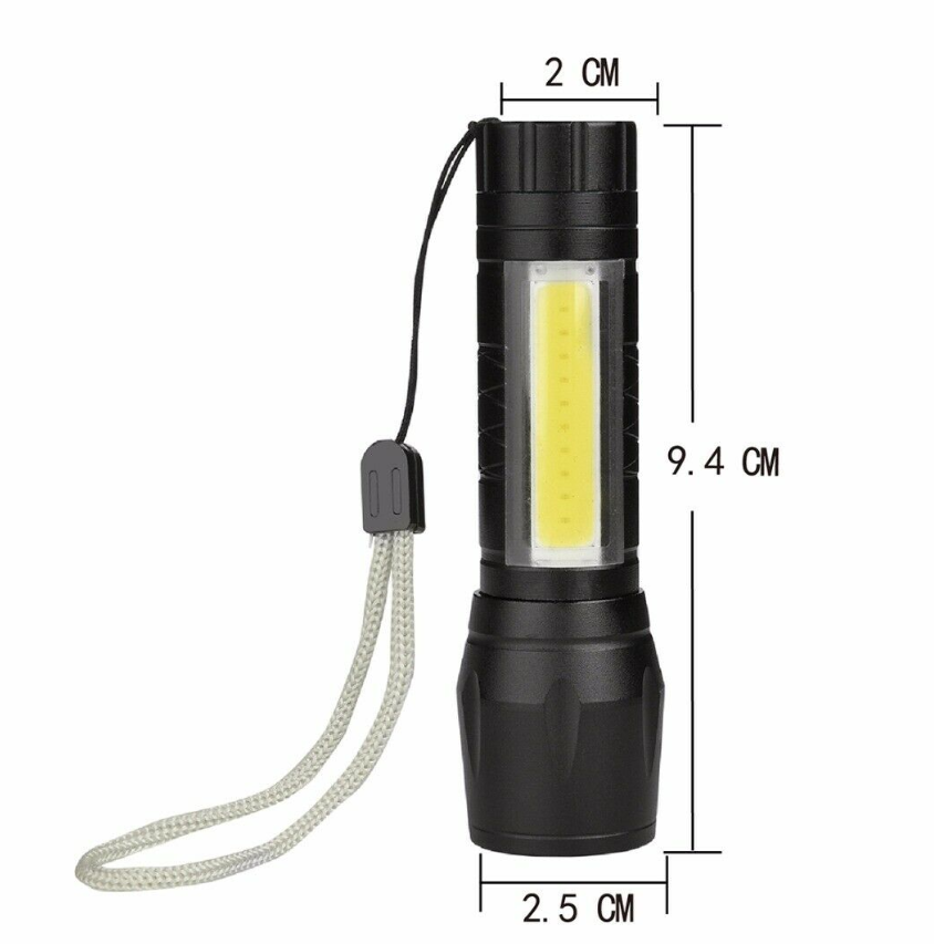 Lámpara Táctica Mini Recargable USB Con Zoom Aluminio 100% Ultra Brillante