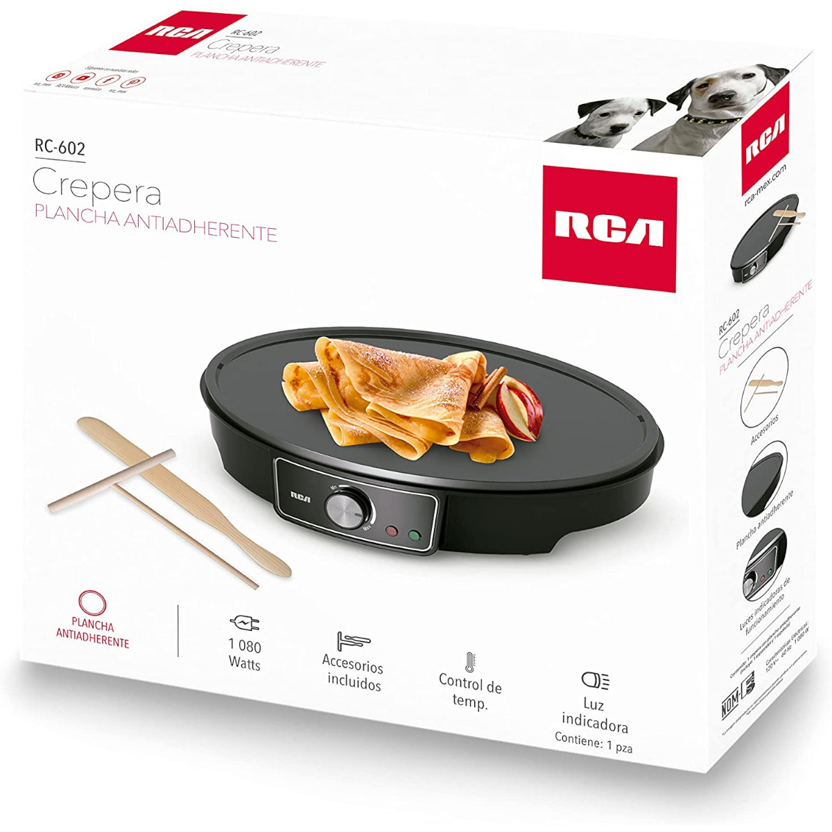 Crepera Eléctrica RCA RC-602 Antiadherente 33cm 1,080W