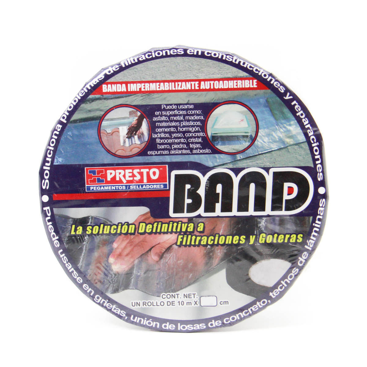 Banda Impermeabilizante Presto Band 25 CM X 10 MTS sellado azotea
