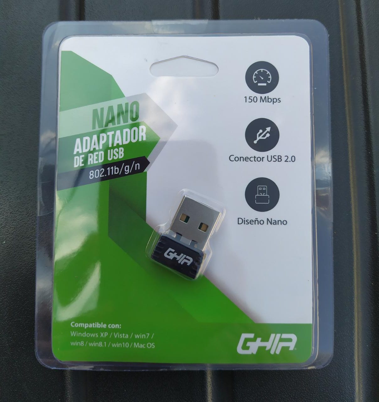 ADAPTADOR DE RED GHIA NANO USB 2.0 INALAMBRICO 150 MBPS ANTENA USB WIFI ...