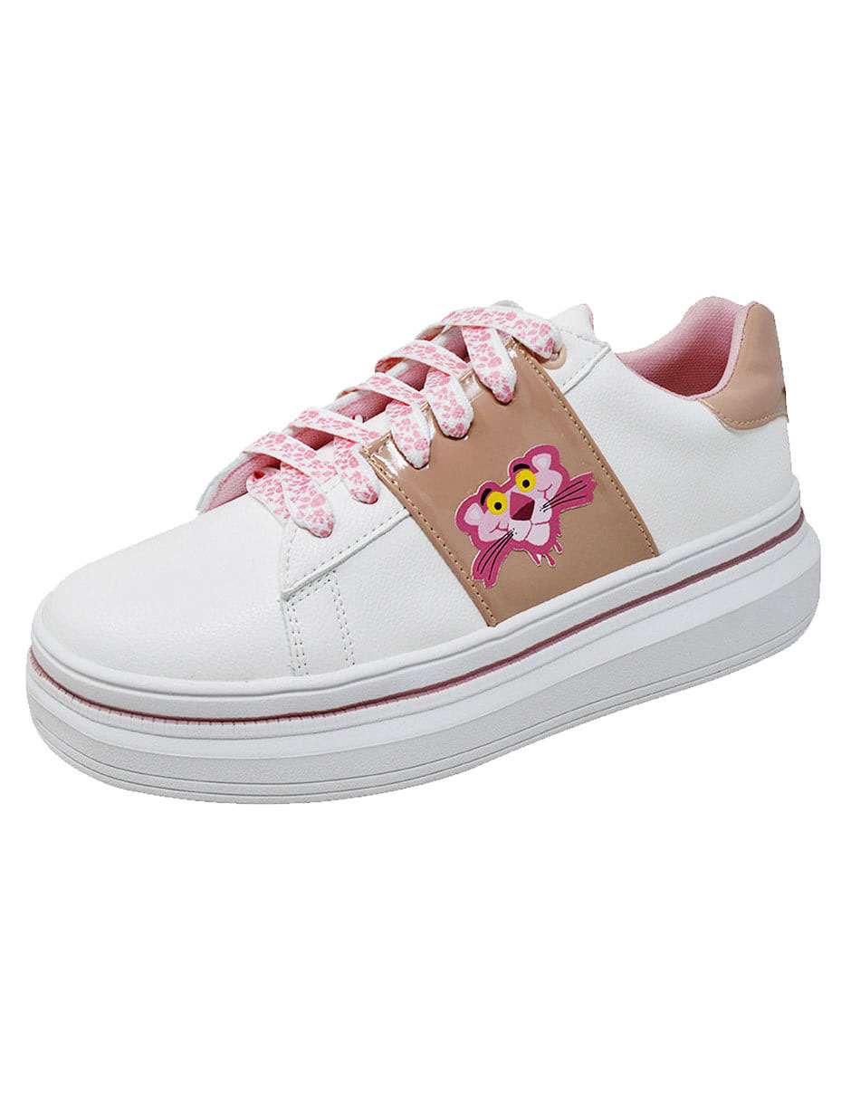 Tenis Sneakers Casuales para Dama Pink Panther Pantera Rosa PR-2001-XH-MQ