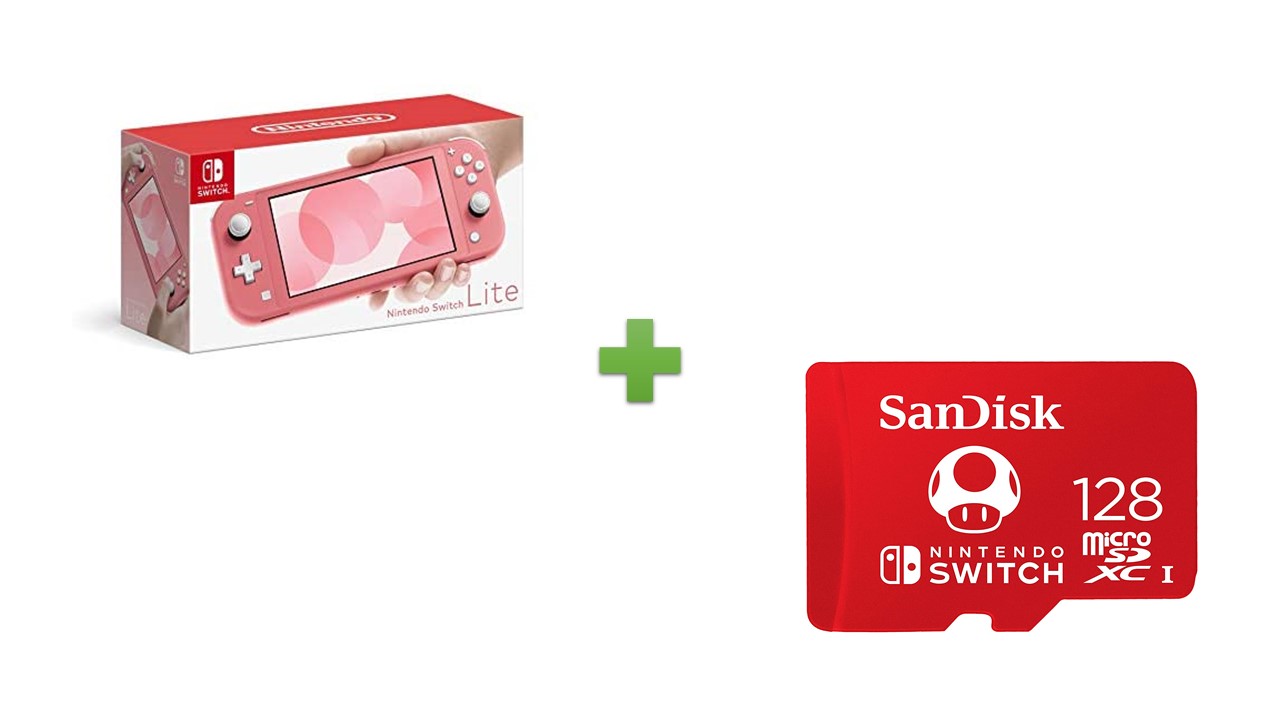 Consola Nintendo Switch Lite Rosa + Microsd 128GB