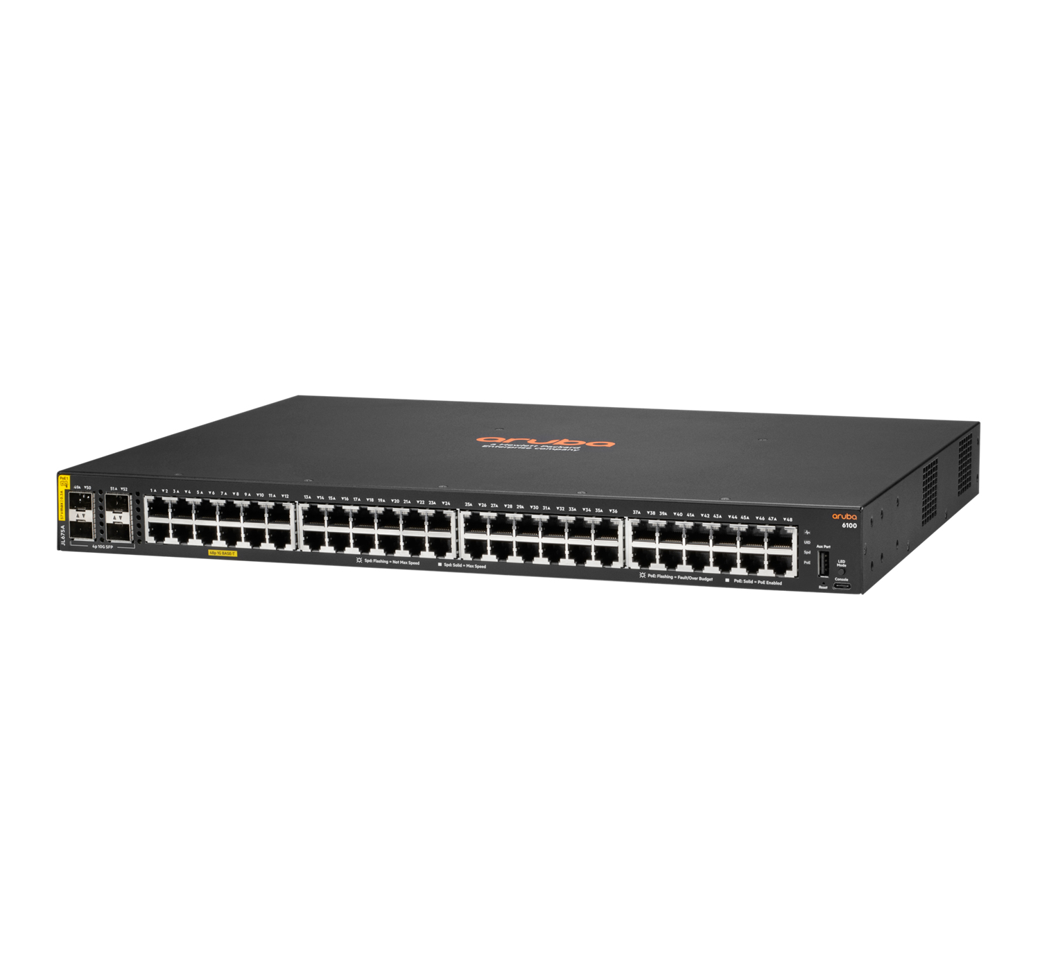 Switch Aruba PoE JL675A, 48 Puertos Fibra Óptica
