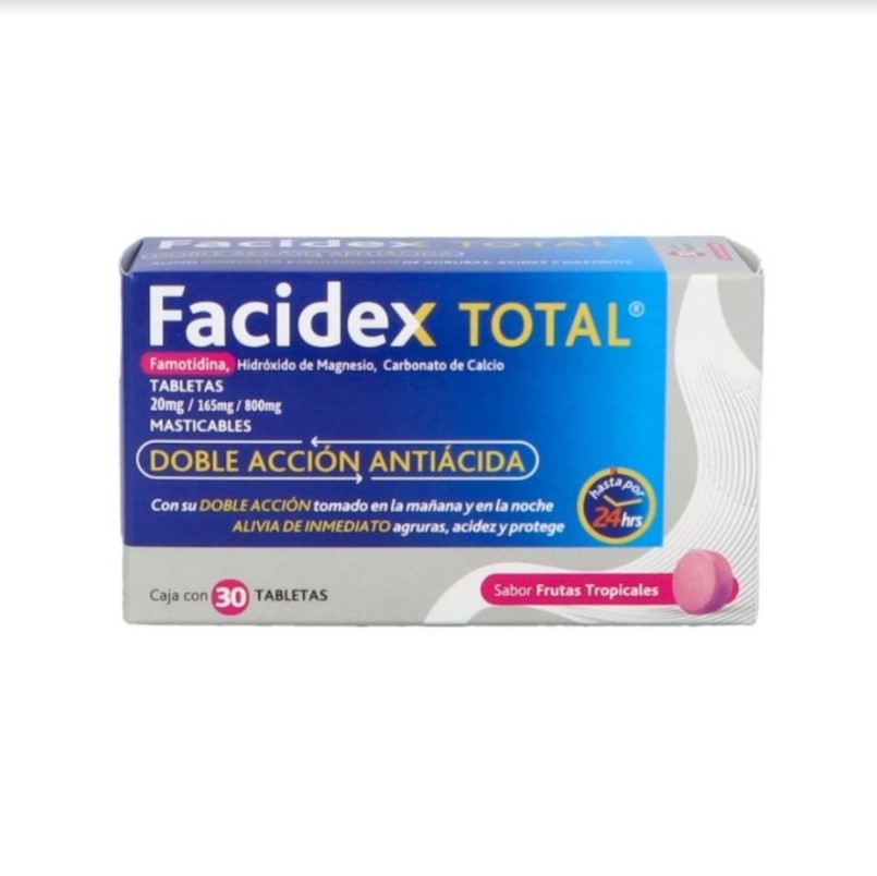 Facidex Total Alivio Inmediato Y Prolongado De Agruras, Acidez Y Gastritis