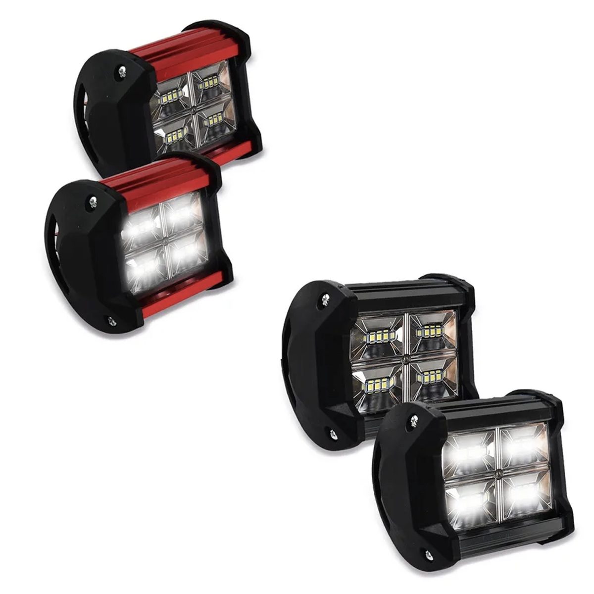 Par Faros 12 Led Auxiliar Dually Universal Auto Moto Luz Fija y Estrobo Carcasa de Color