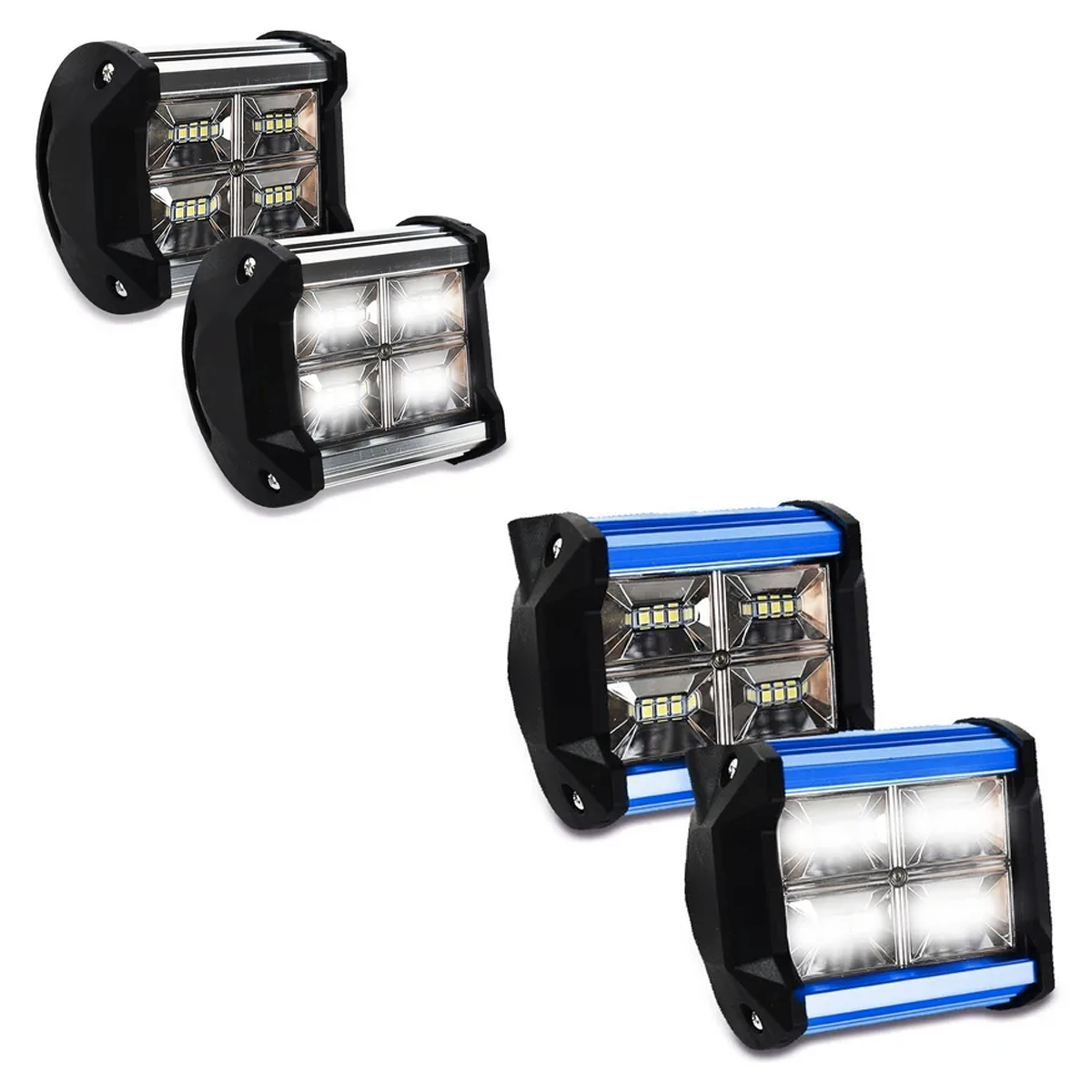 Par Faros 12 Led Auxiliar Dually Universal Auto Moto Luz Fija y Estrobo Carcasa de Color