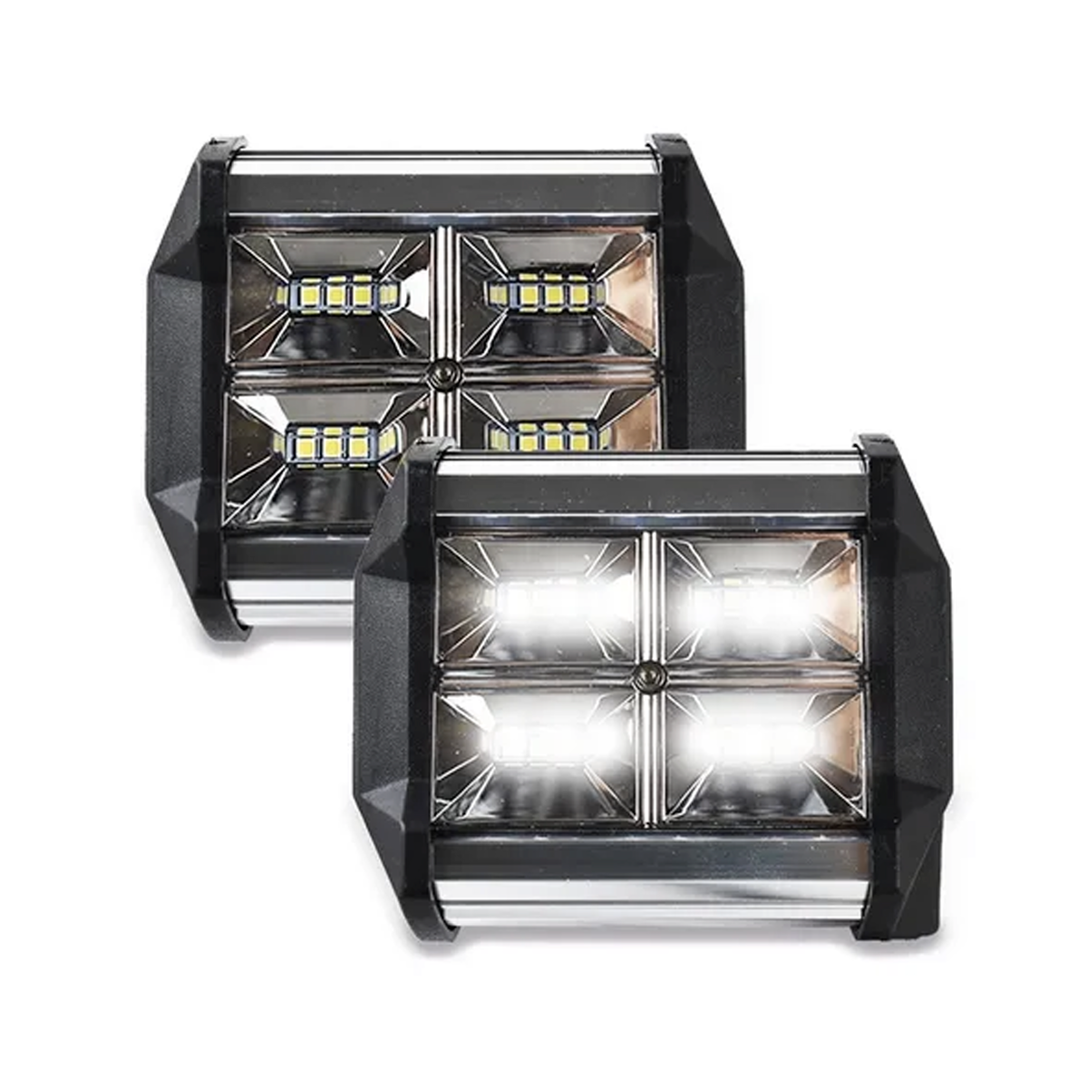 Par Faros 12 Led Auxiliar Dually Universal Auto Moto Luz Fija y Estrobo Carcasa de Color