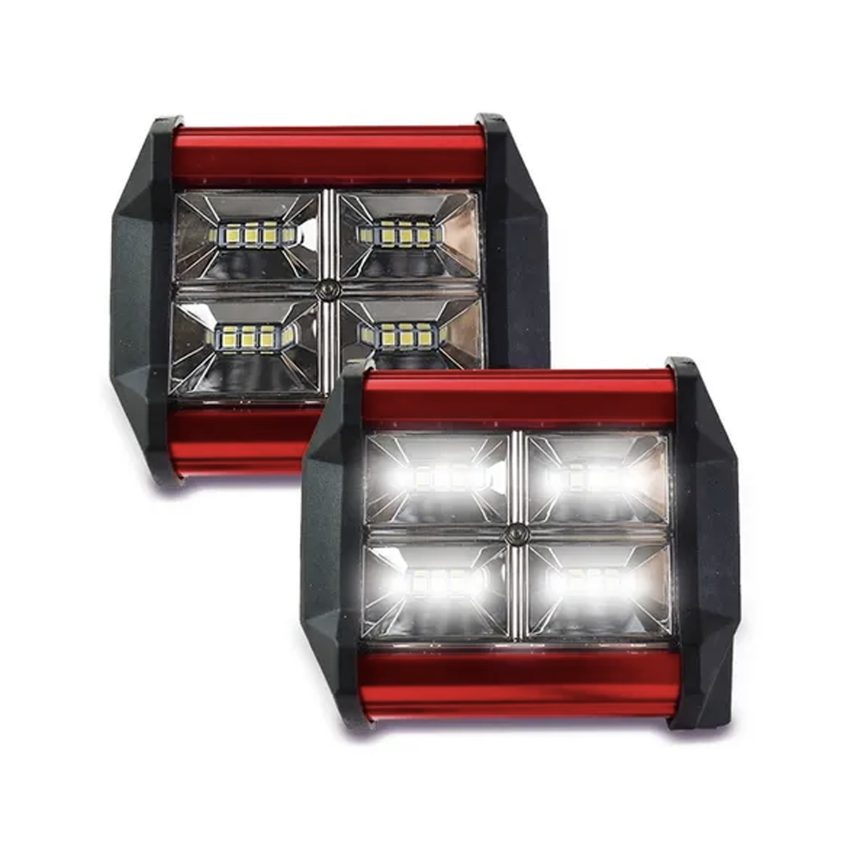 Par Faros 12 Led Auxiliar Dually Universal Auto Moto Luz Fija y Estrobo Carcasa de Color