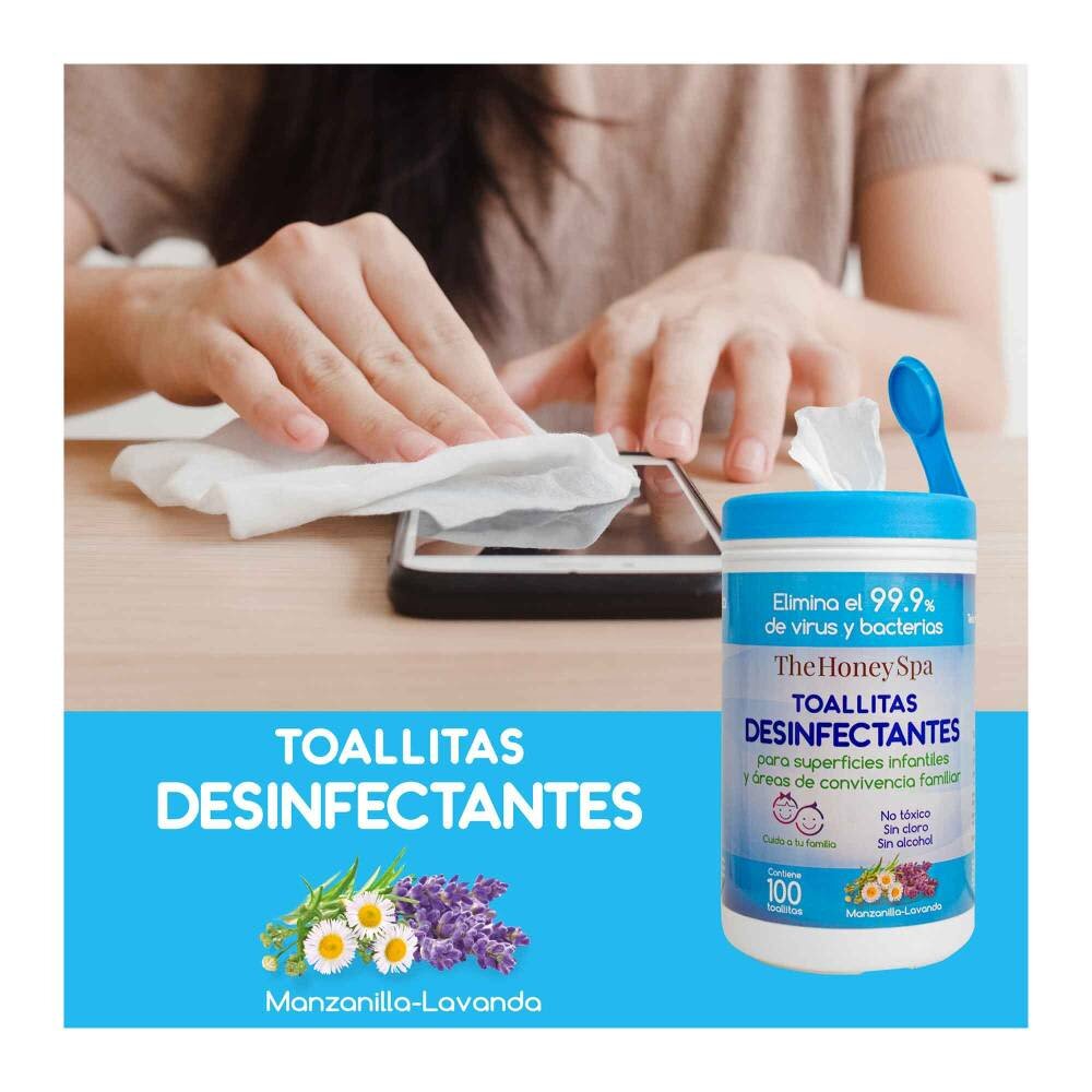 Toallitas Desinfectantes The Honey Spa 2 Botes con 100 pzas c/u