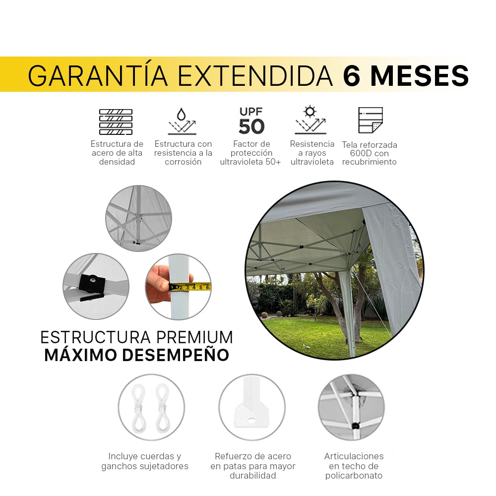 Toldo Carpa Retractil con maleta 3m x 3m impermeable premium Beckon ...