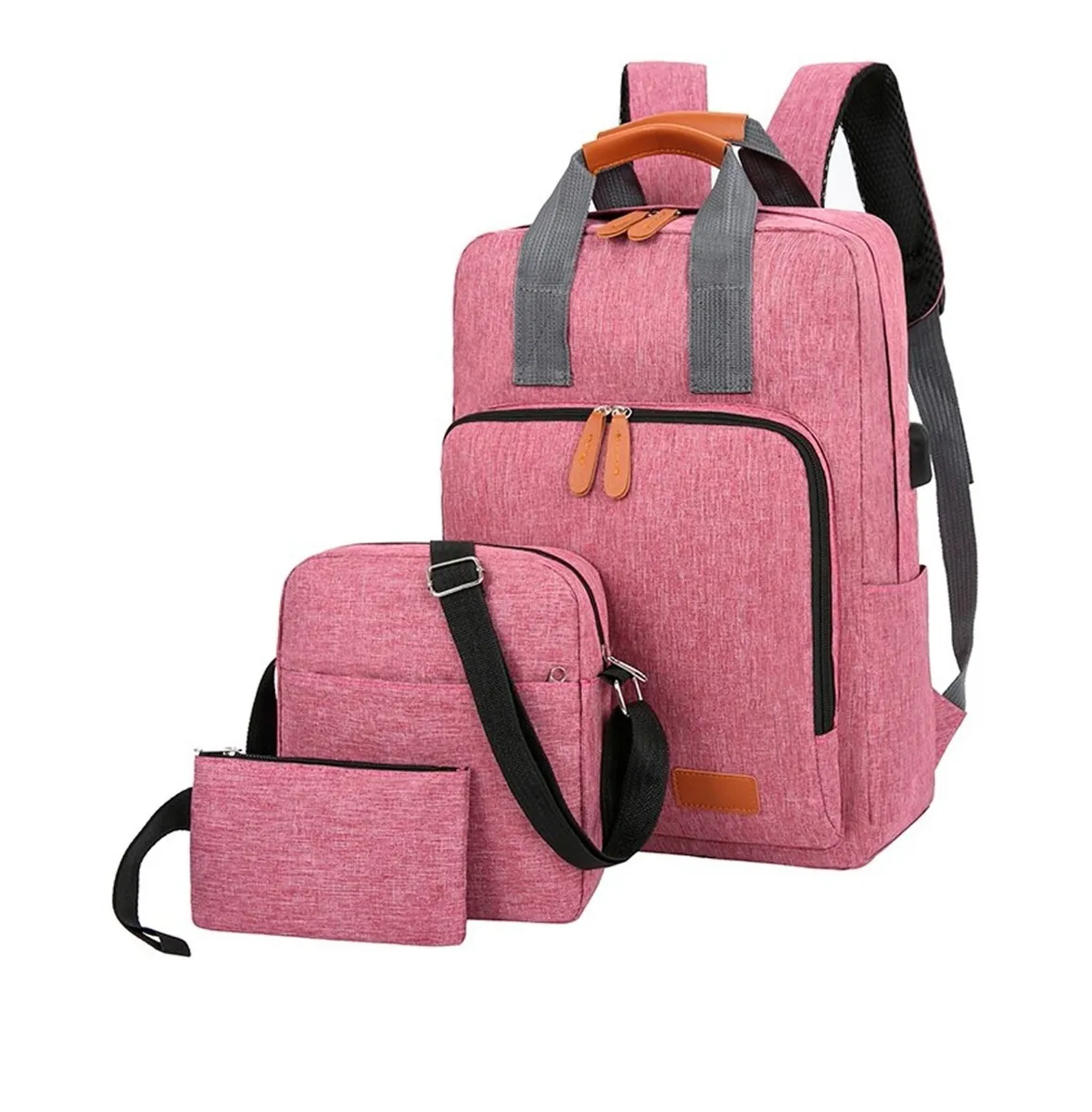Mochilas Backpack Impermeable 3pzs Rosa