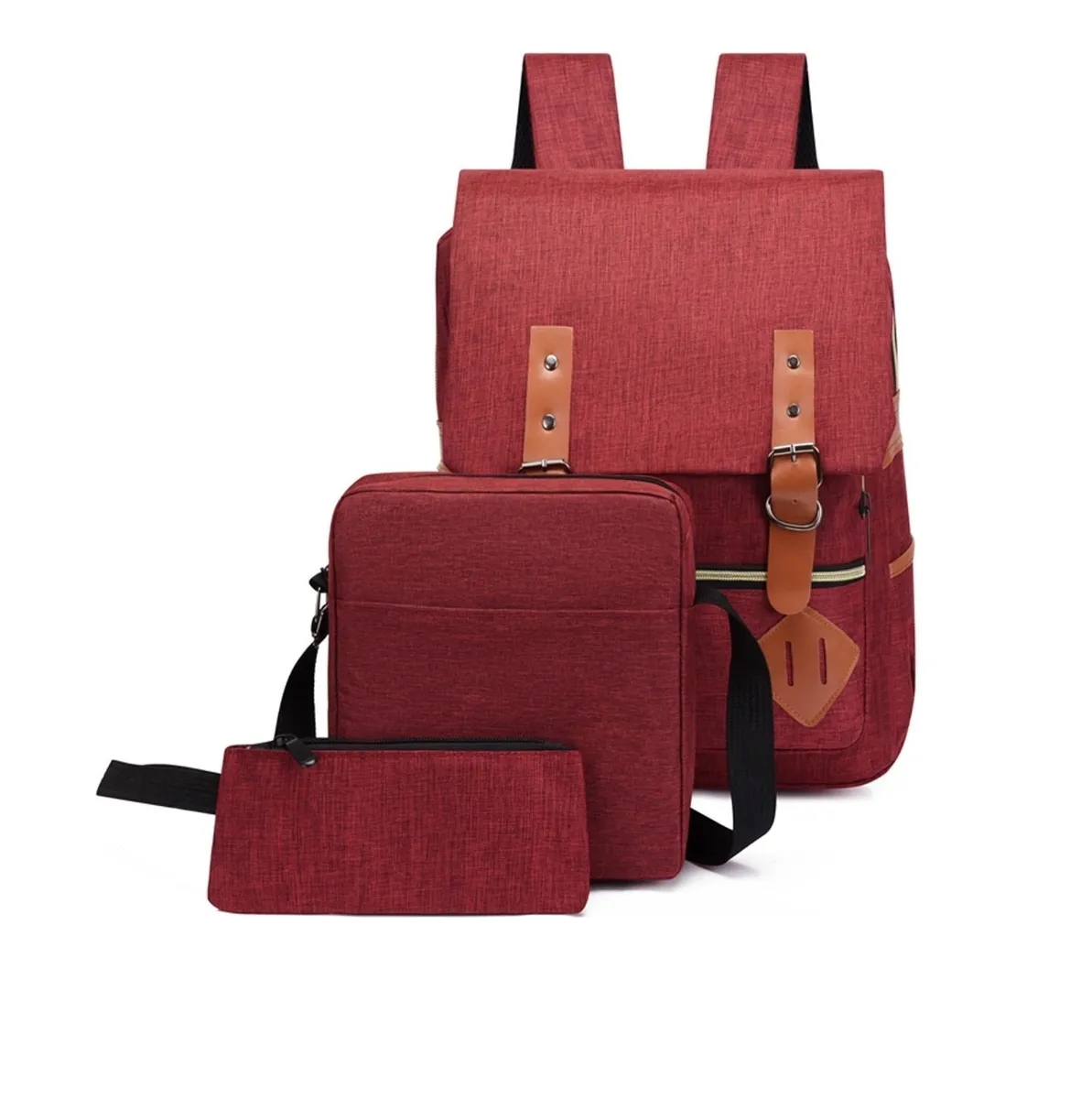Mochilas Backpack Impermeable Puerto Usb Set 3pzs Vino