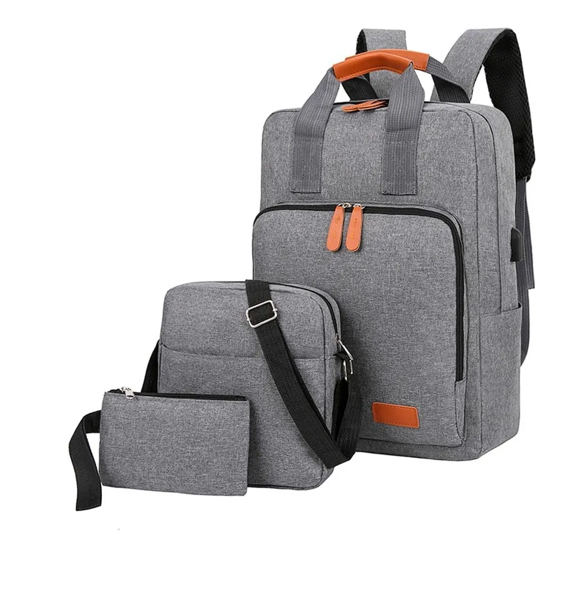Mochilas Backpack Impermeable 3pzs Gris