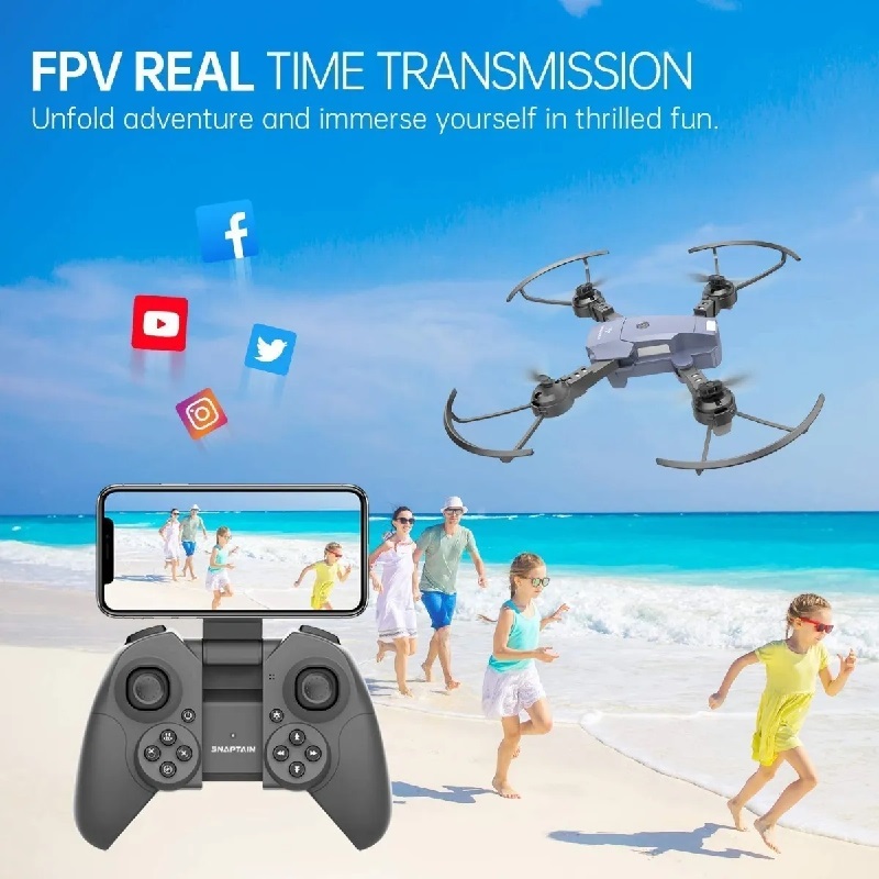 Mini Dron Snaptain A10 Plegable Con Camara Hd 720p Fpv Wifi. Gris
