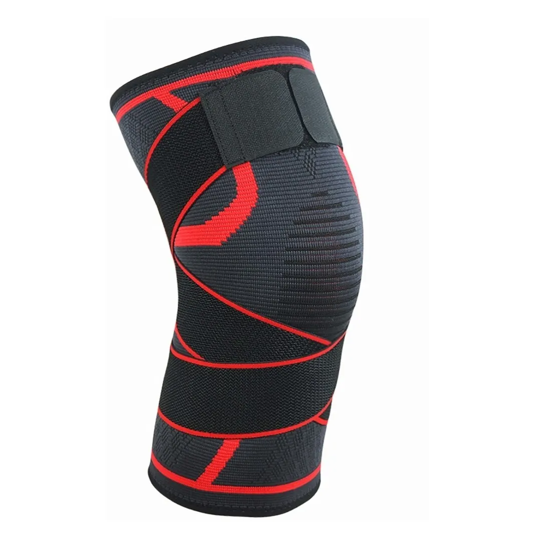 Rodillera Elástica De Compresión Negro con Rojo Talla XL