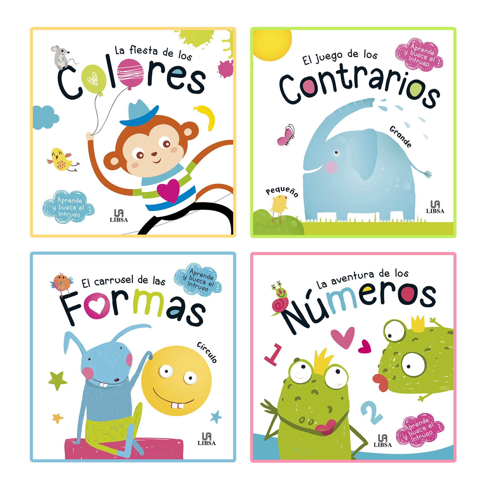 Colección Números, Formas, Colores y Contrarios,, Infantiles Ilustrados