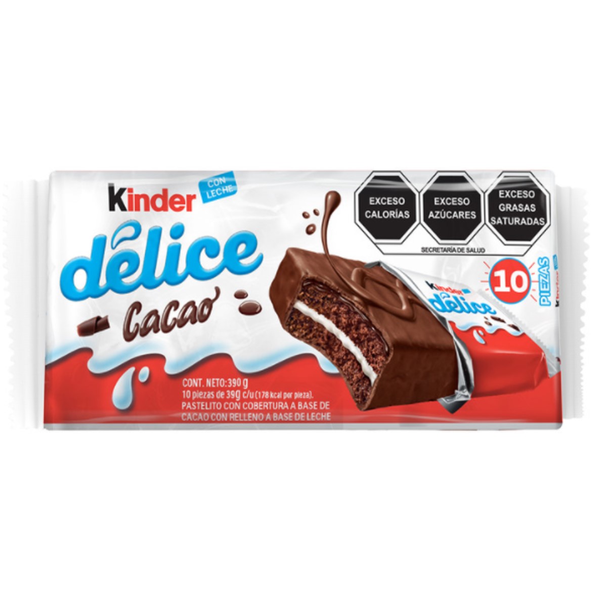 Kinder Délice Con Cobertura A Base De Cacao 10 Pzas De 39 G