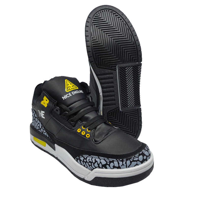 Tenis Nice England 8031 Negro Amarillo Hombre Correr Botita Basketball