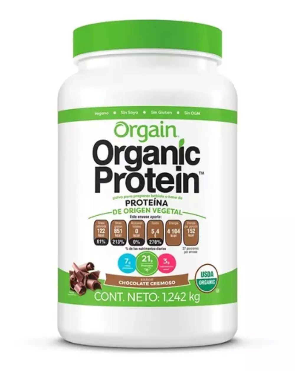 Proteína Orgánica Polvo Sabor Chocolate Orgain 1.242 Kg