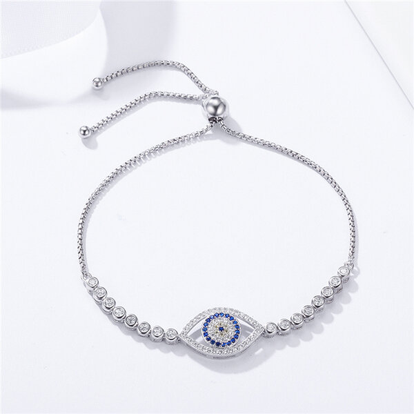 Pulsera Brazalete Ojo Turco Plata De Ley 925 Cossati SCB034 Para Mujer