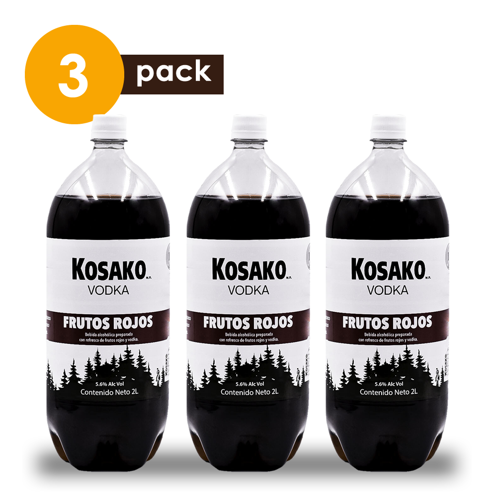 Vodka Kosako Frutos Rojos 2 litros 3 Pack