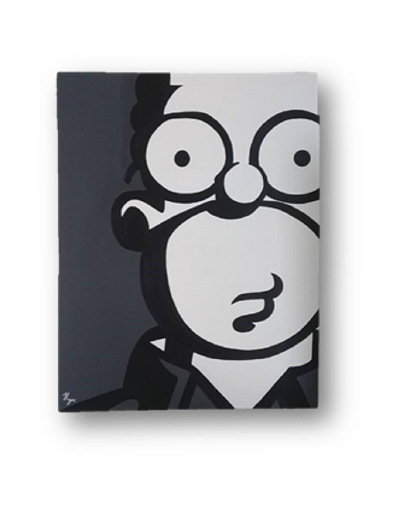 Cuadro decorativo pintado a mano Galería Oneris HOMERO SIMPSON 2 100x80
