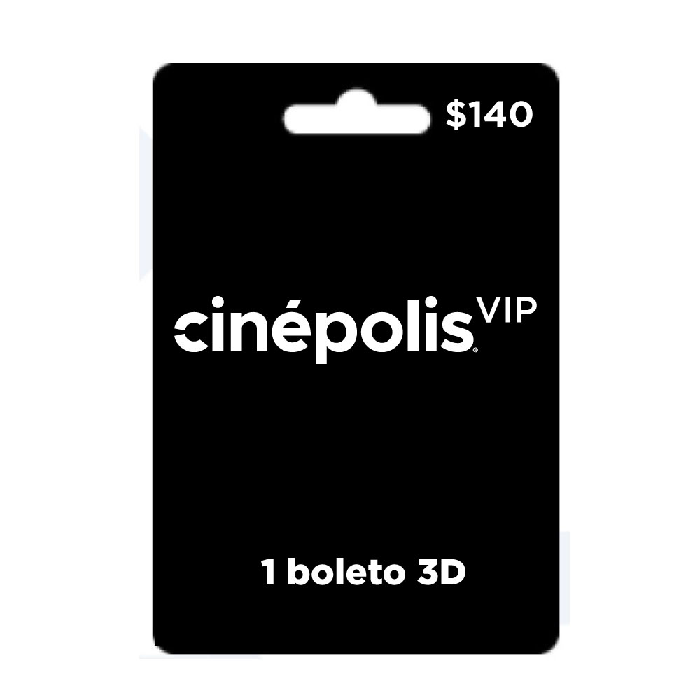 Cinépolis VIP 3D 1 boleto tarjeta prepago, envío de inmediato
