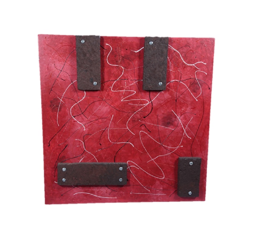 Cuadro decorativo pintado a mano Galería Oneris ABSTRACTO ROJO 60x60