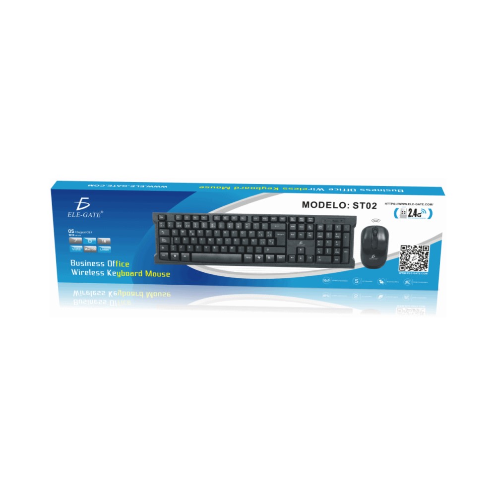 Kit Teclado Y Mouse Inalámbrico Ele-Gate ST02 Color Negro