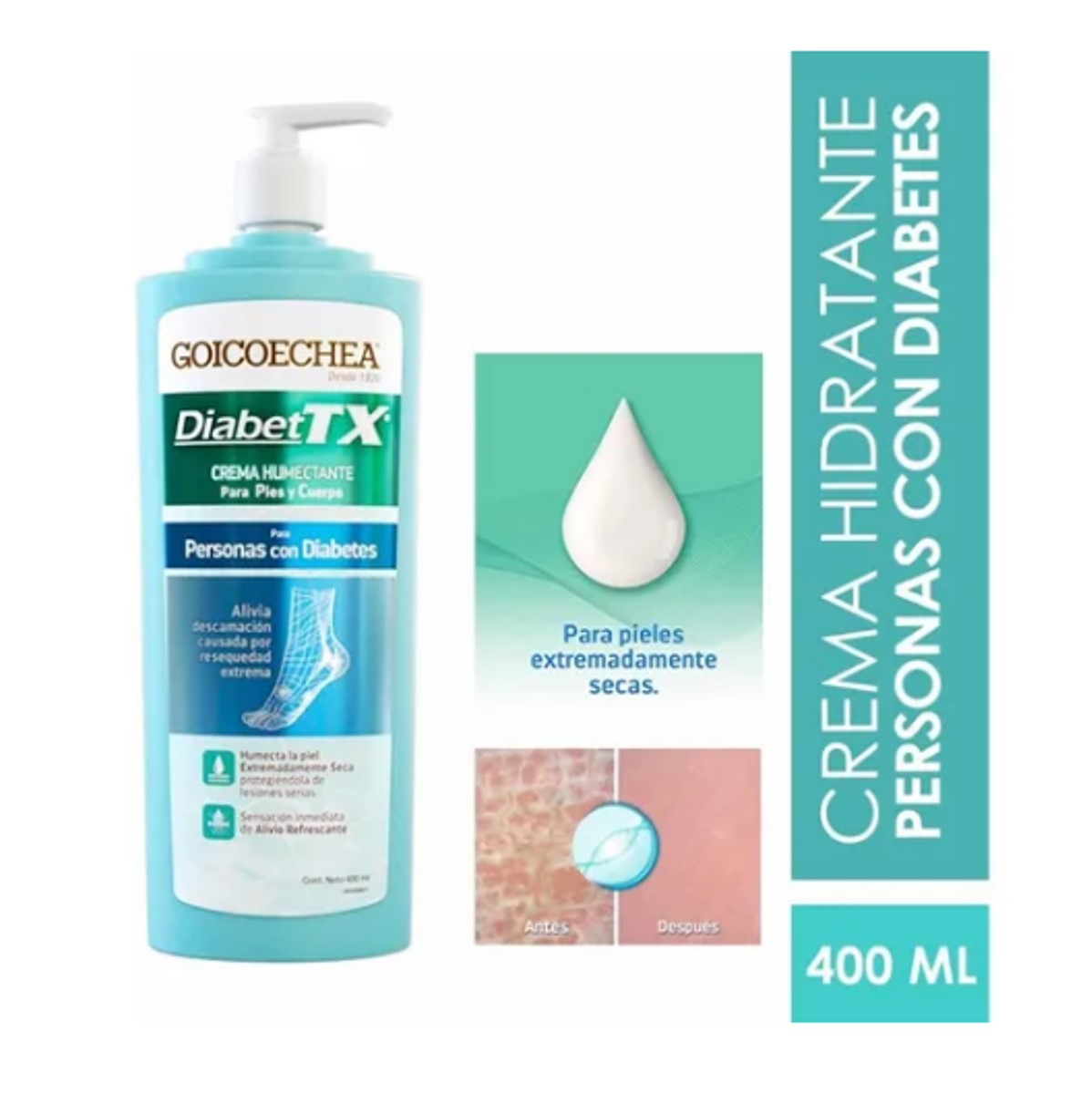 Crema Humectante Goicoechea Diabettx Caja C2 Pz D400ml Cu