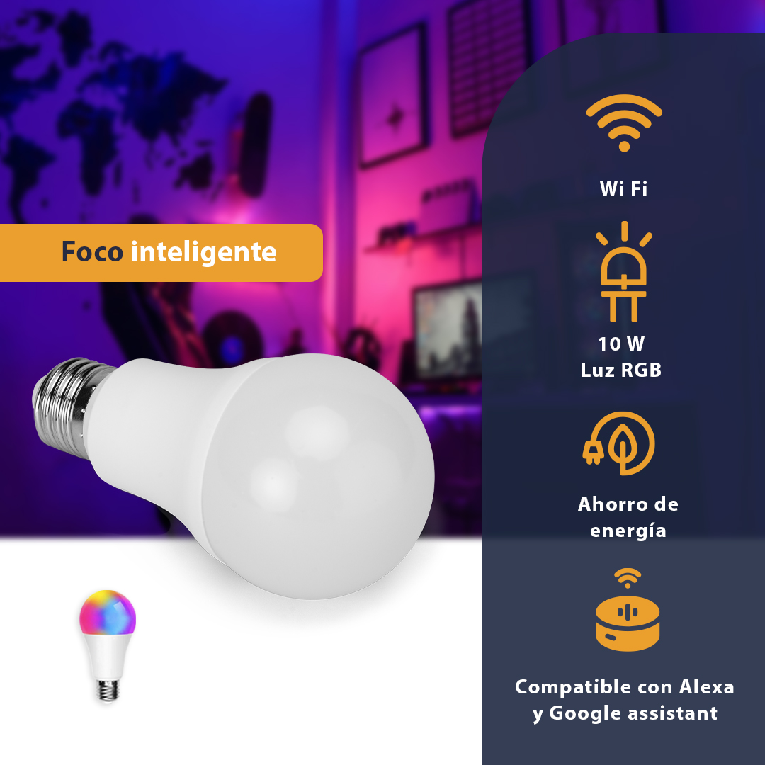 4 Pack Foco Inteligente Wifi 10W Led Rgb Steren