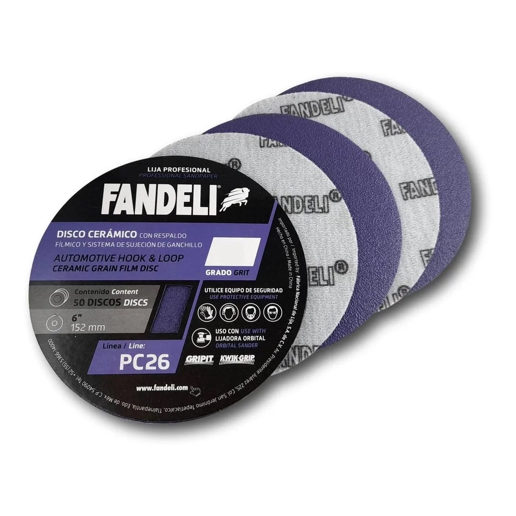 Lija Disco Velcro Pc26 Marca Fandeli Paquete 100pz 77039