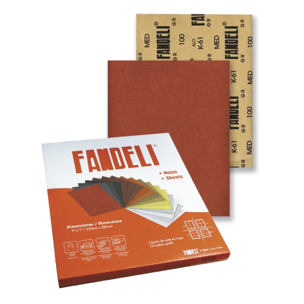 Lija Madera K61 Marca Fandeli Paq: 50pz 00086
