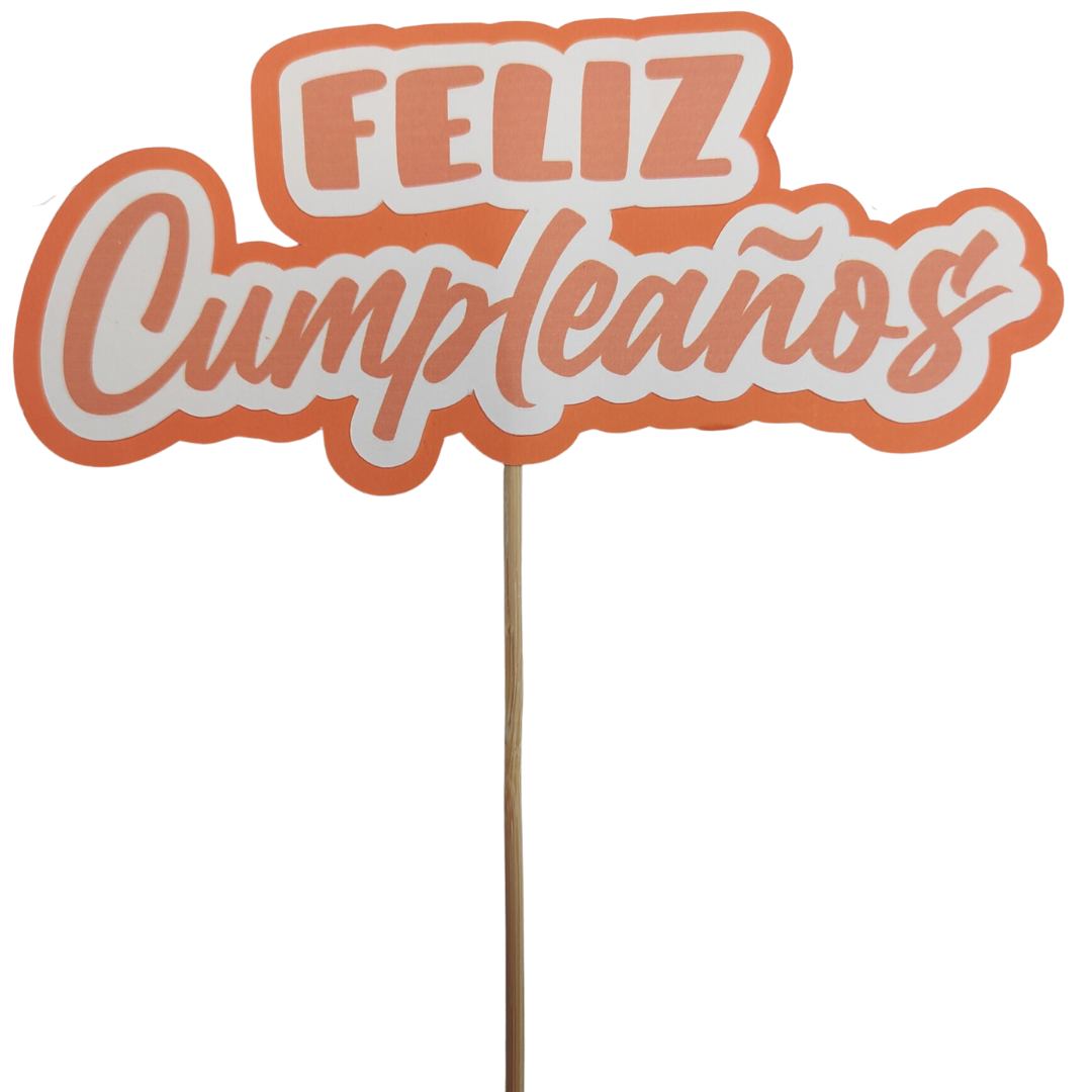 Cake topper-letrero para pastel "Feliz cumpleaños" Naranja Nabicraft