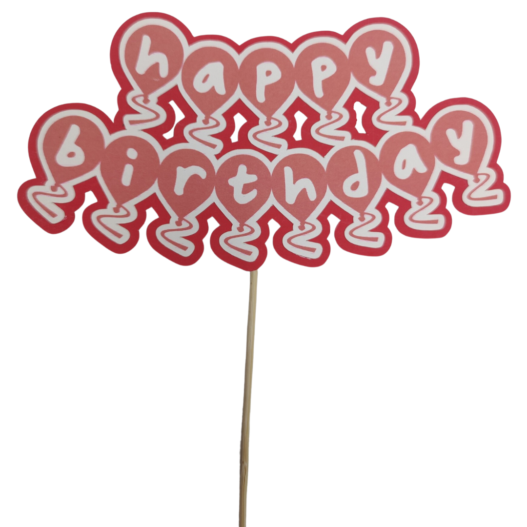 Cake topper-letrero para pastel Globos "Happy birthday" Rojo Nabicraft