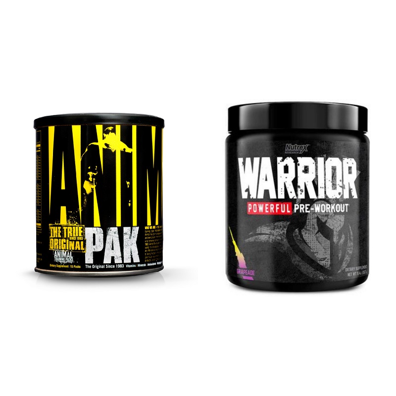 ANIMAL PACK 15 SERV + NUTREX WARRIOR PRE WORKOUT SABOR UVA