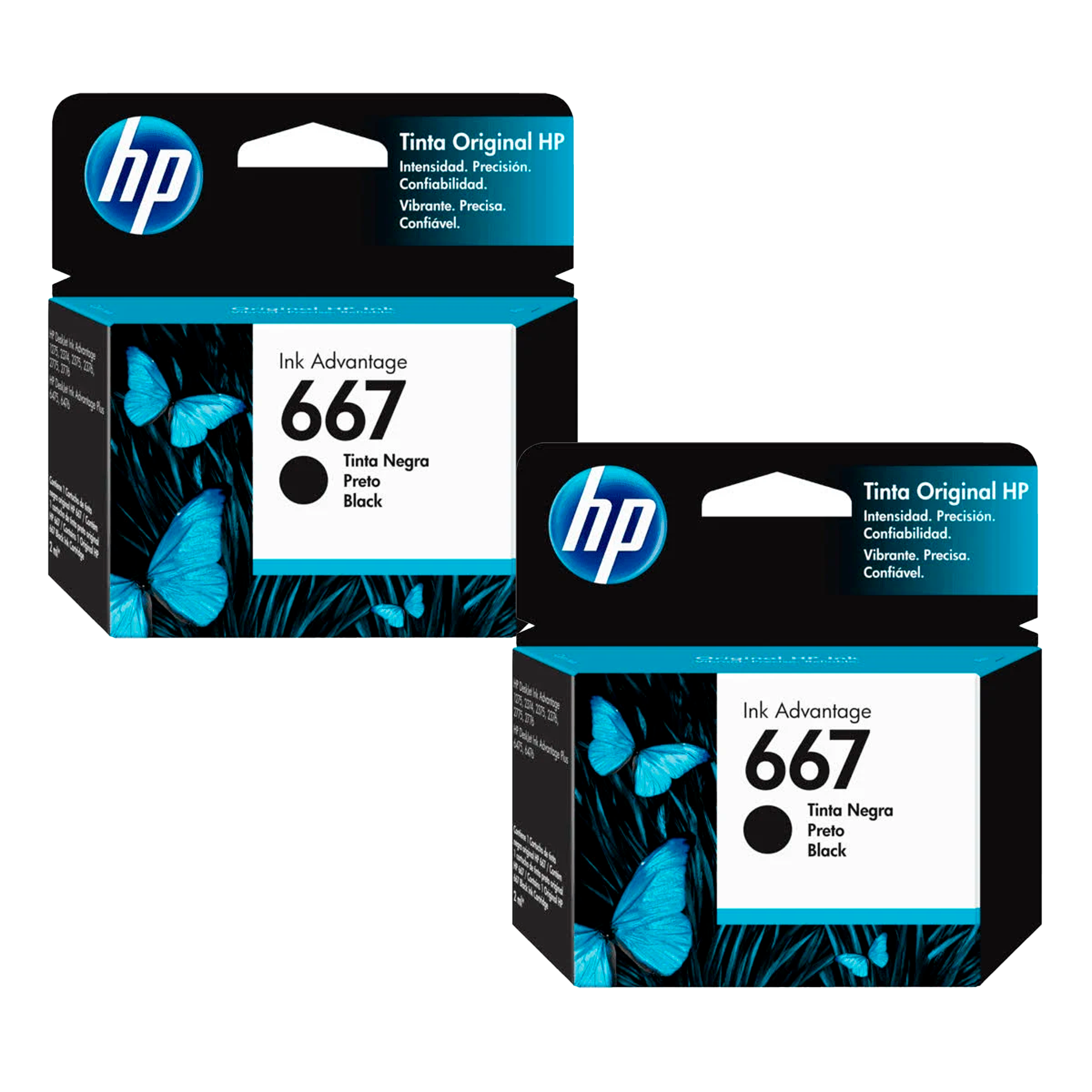 Combo De 2 Cartuchos De Tinta HP 667 Negro Original 3YM79AL