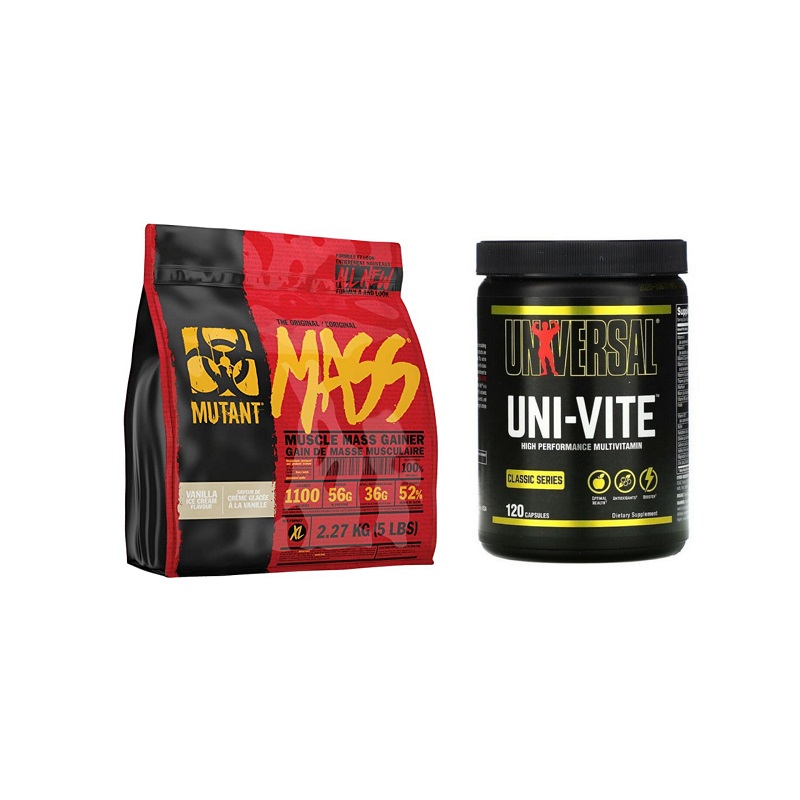 PROTEINA MUT MUTANT MASS SABOR VAINILLA + UNIVERSAL UNI-VITE 120 CAPS