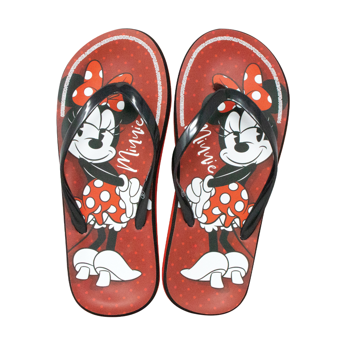 Sandalias Dama Minnie Mouse Importada Color Rojo