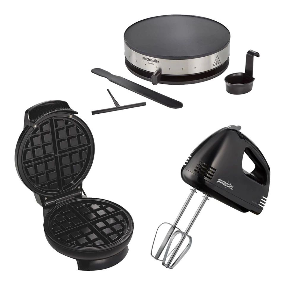 Combo Máquina para Crepas+ Waflera + Batidora de mano Hamilton Beach