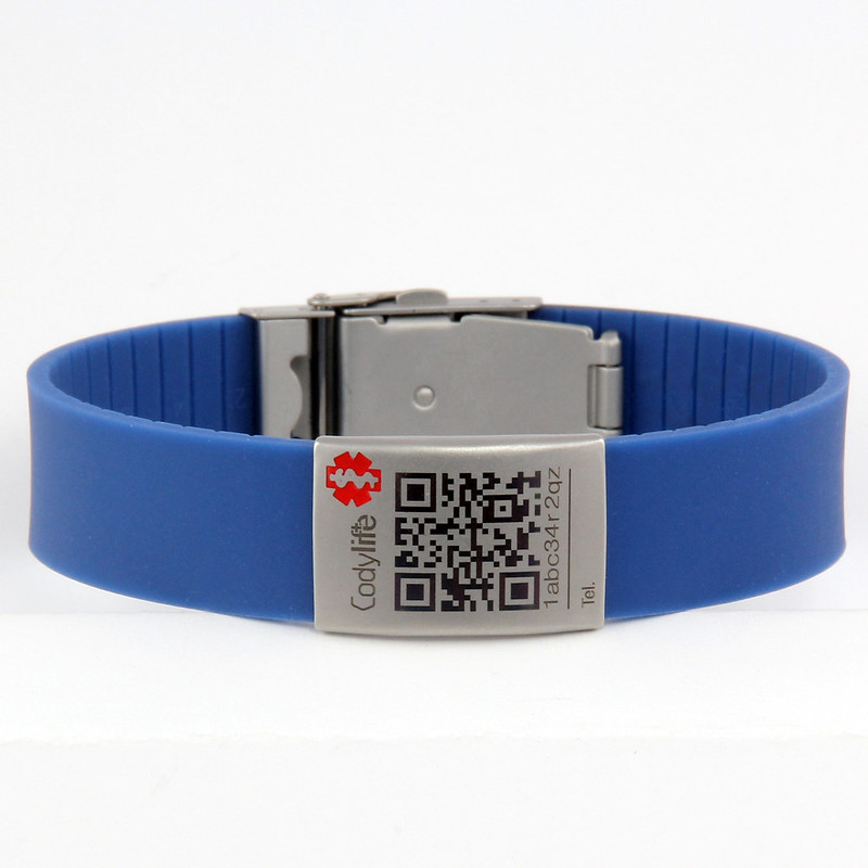Pulsera de Identificación Personal con código QR Codylife Flex azul noche