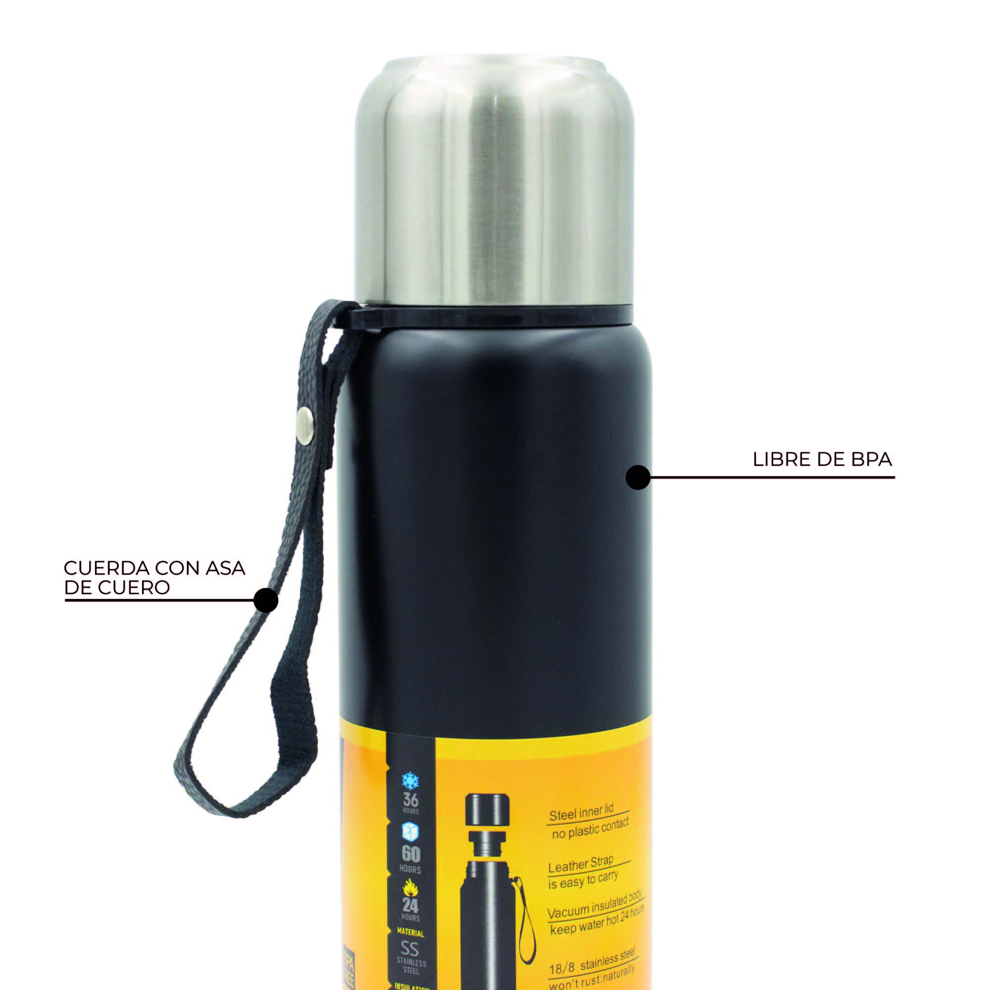 Termo Deportivo De Acero Inoxidable Acabado Metálico 1lt