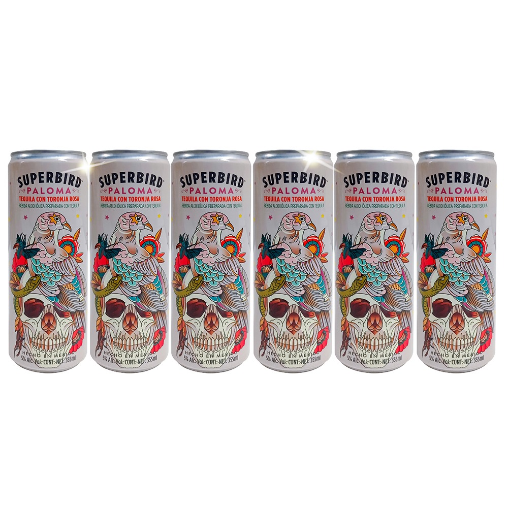 Six Pack Superbird Paloma Ready To Drink Tequila Con Toronja 355 Ml