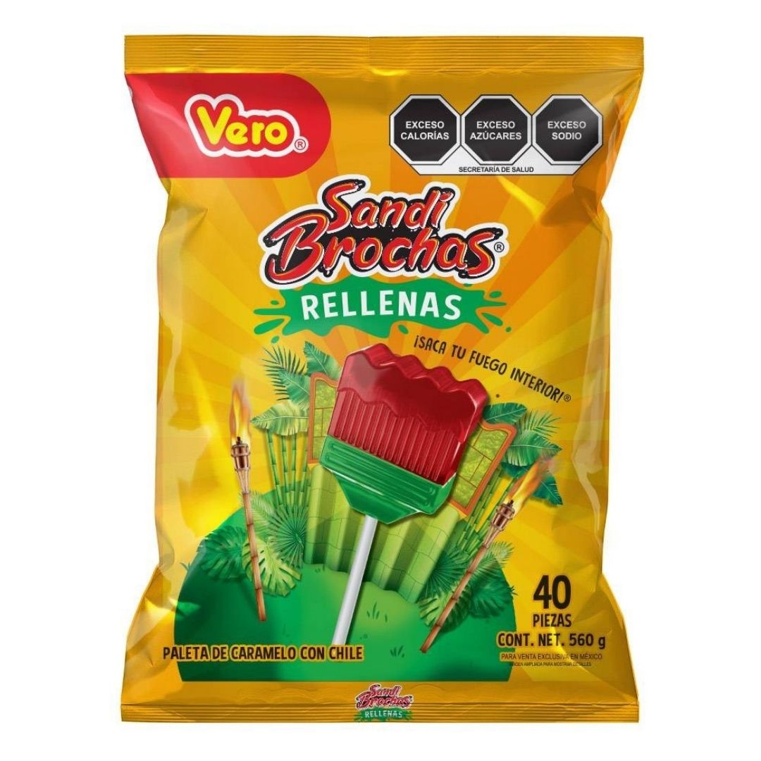 Paleta Sandi Brocha Rellena Bolsa 40 Pz Dulces Vero
