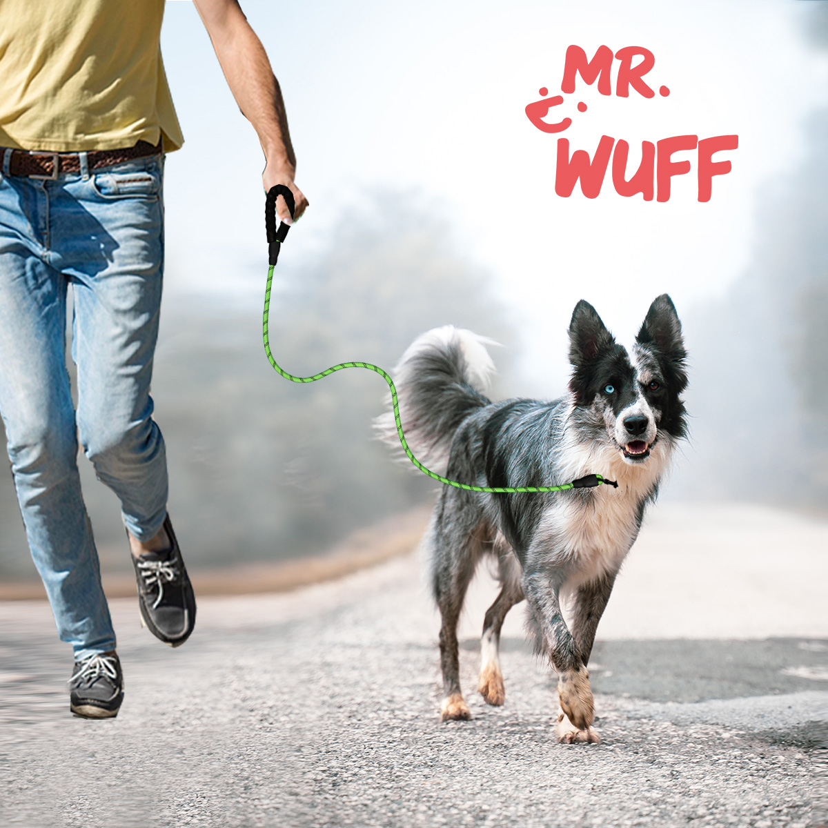 Correa Para Perro Grande Reflejante Acolchonada y Resistente Marca Mr Wuff