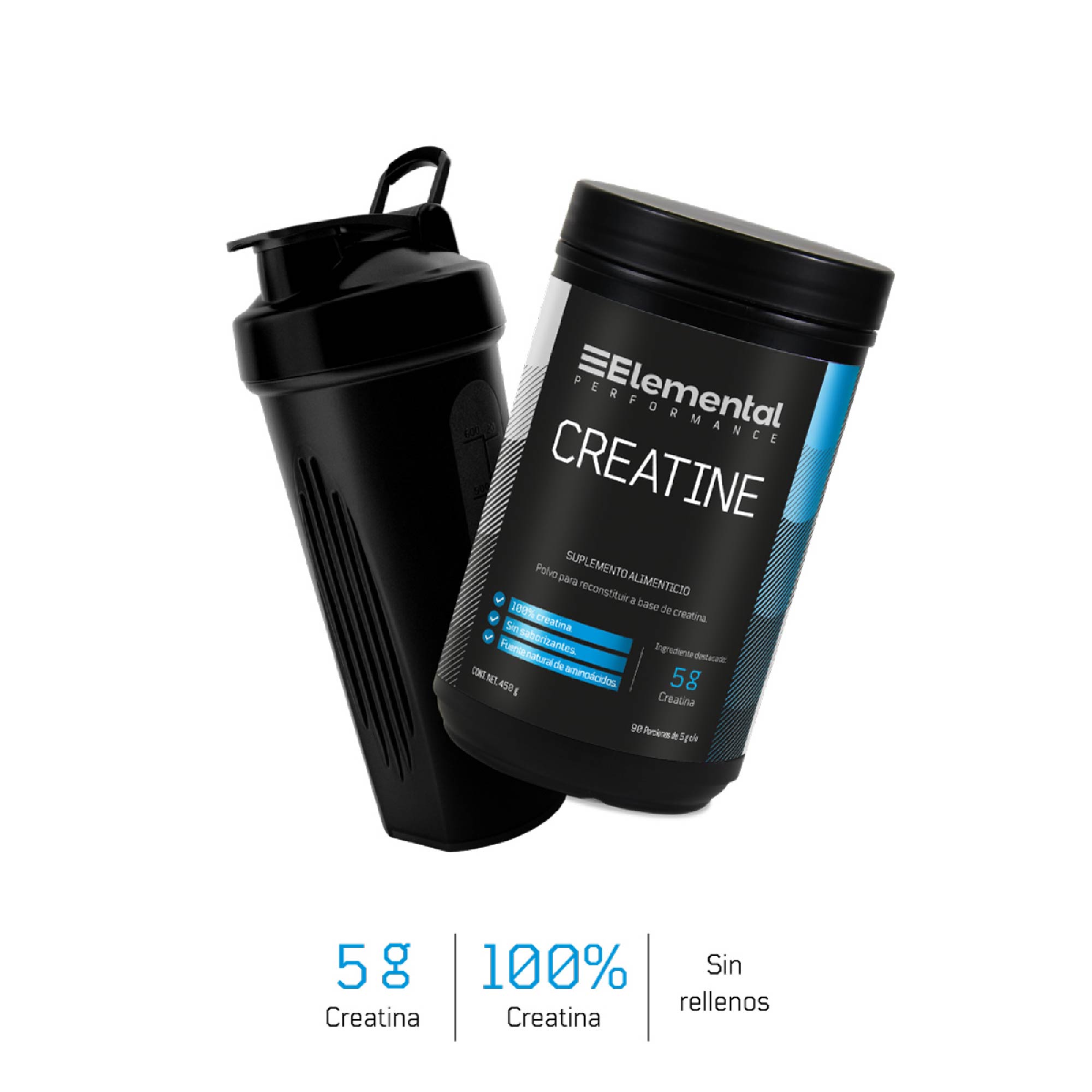 CREATINE | 90 porciones de 5g | 450g | 100% creatina | Sin saborizantes ...