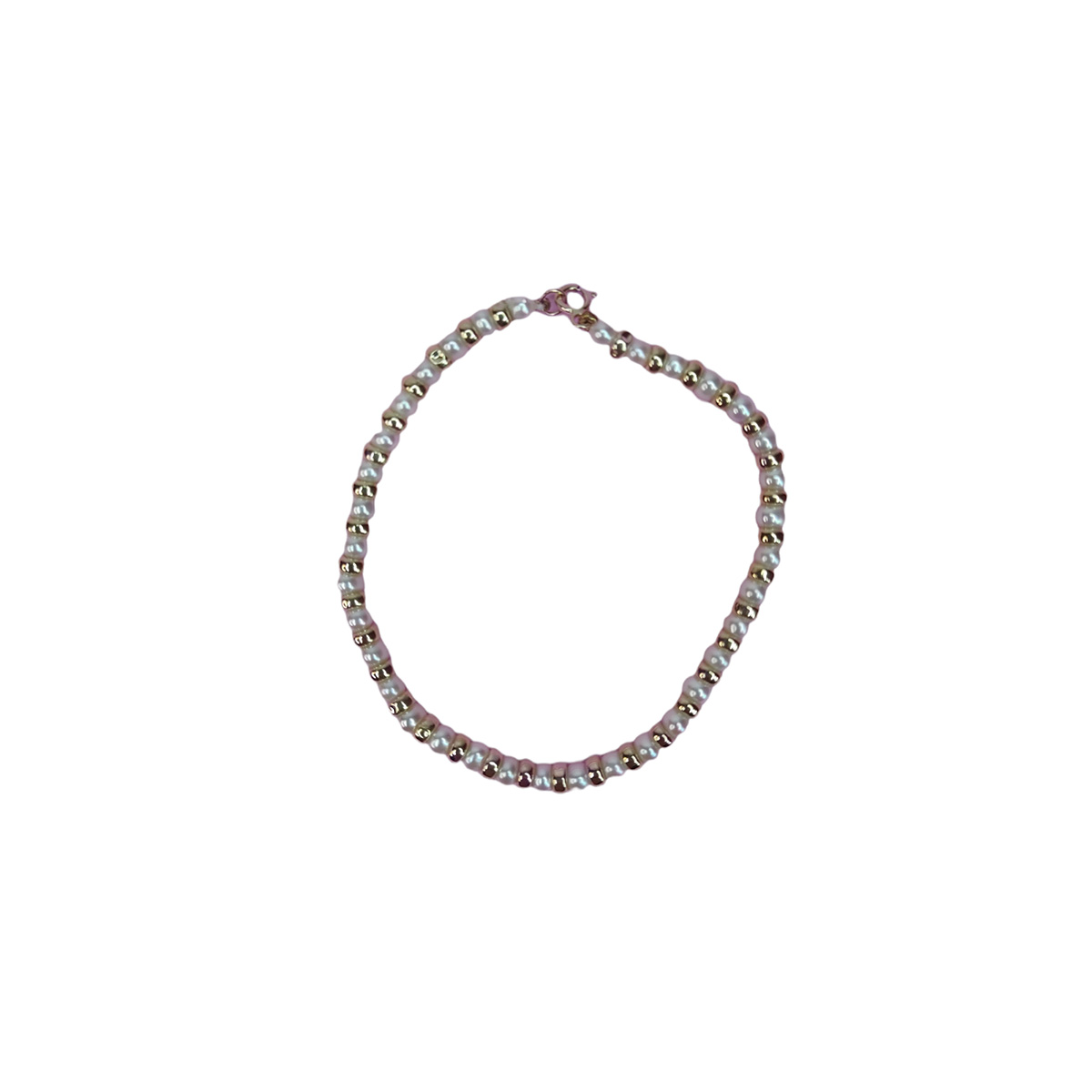 Pulsera Perla Potato 4.5 Mm Con Donas Oro De 14 K + Obsequio