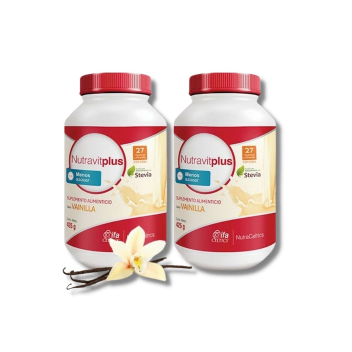 2 Botes de Malteadas Nutravit Plus Vainilla-Vainilla