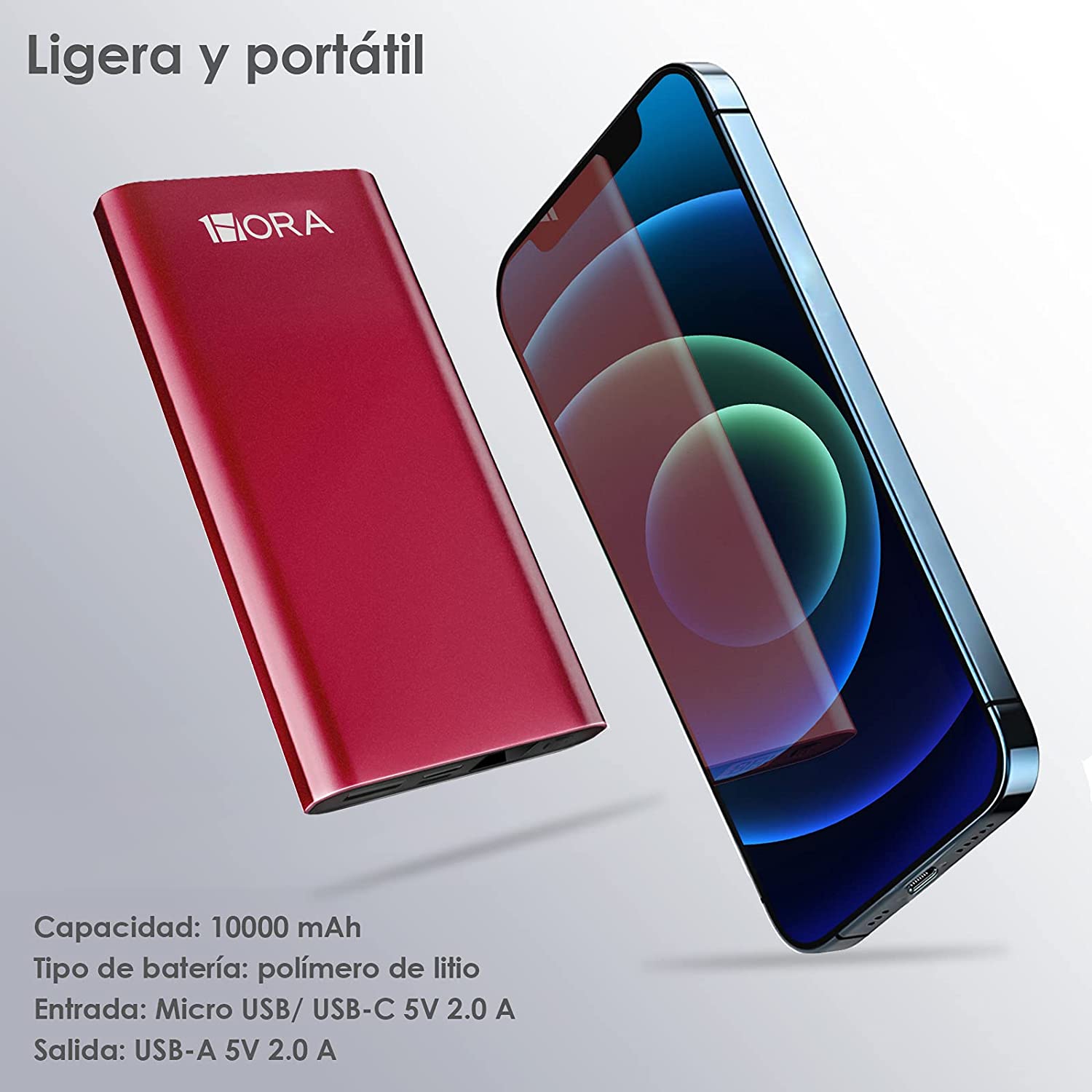 Power Bank de aluminio 10000 mah 1 Hora