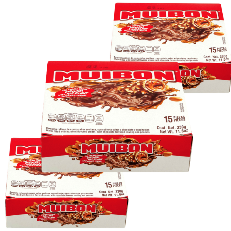 Paquete 4 piezas Chocolate Muibon 15 piezas c/u